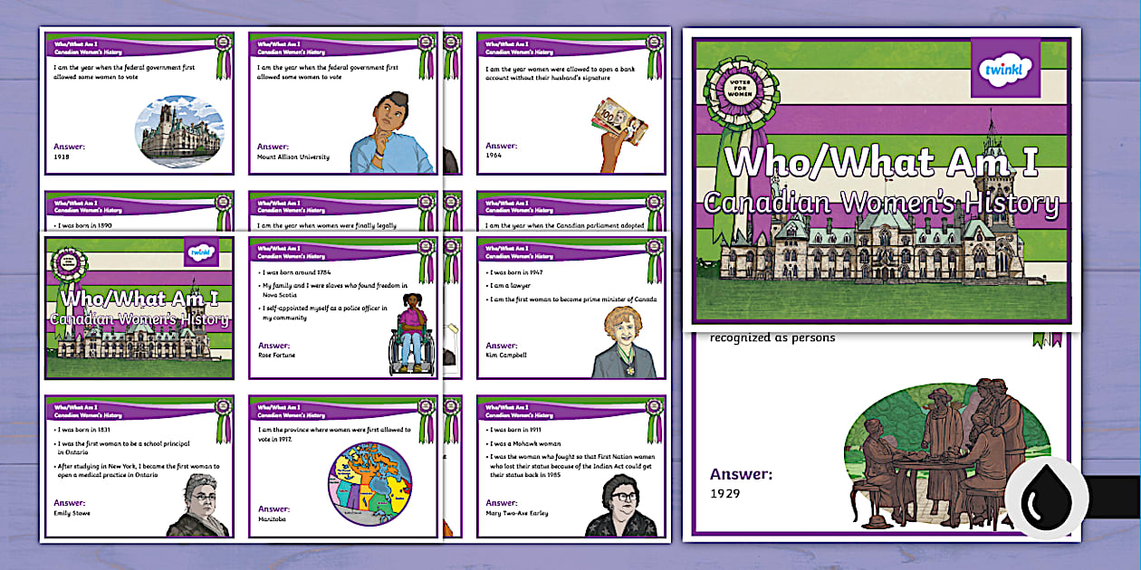 Canadian Women's History-Who/What Am I Cards (teacher made)