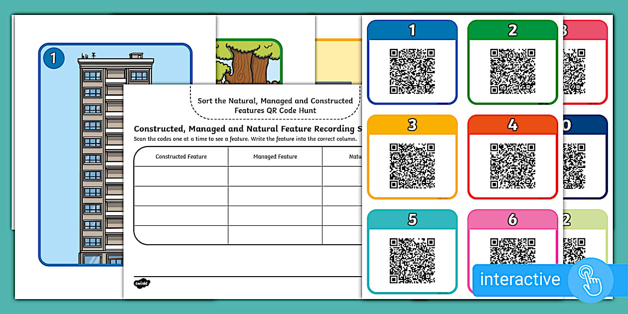 Sort the Natural, Managed and Constructed Features QR Code Hunt