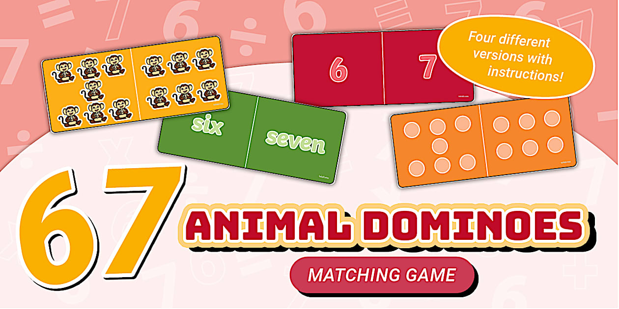6 7 Animal Dominoes Matching Game