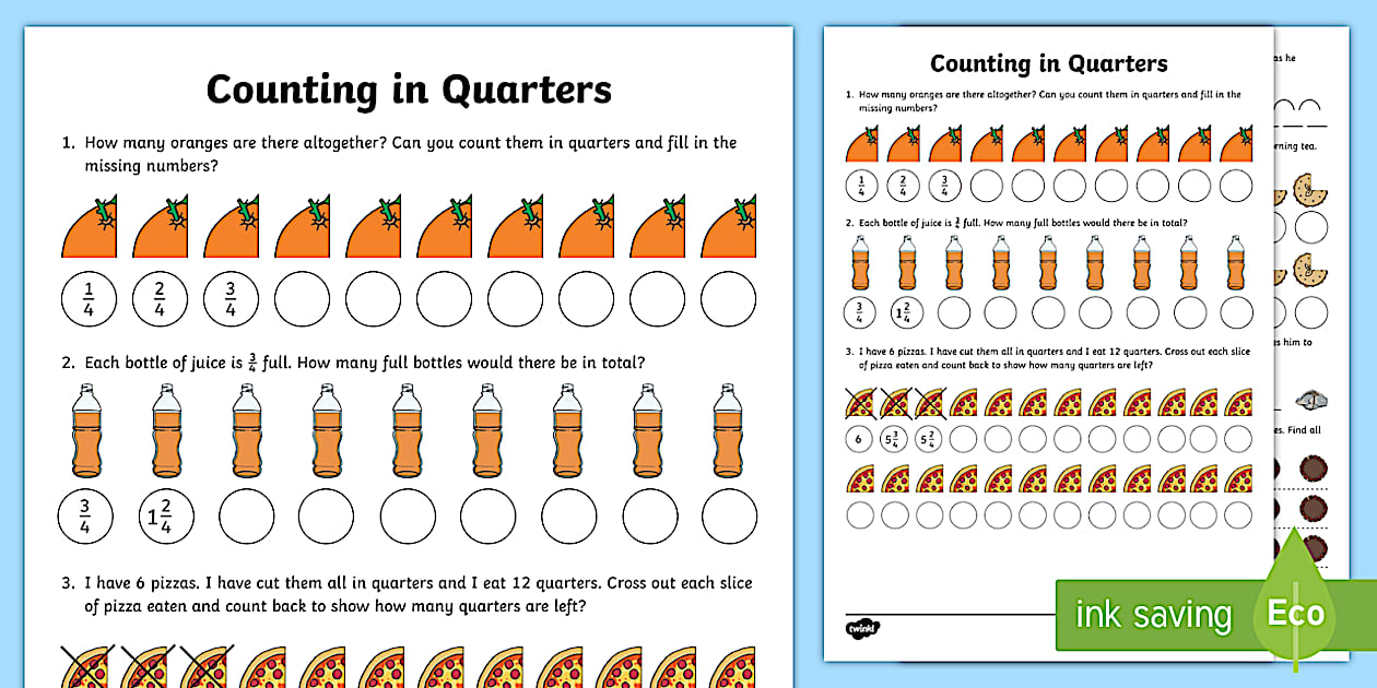 Counting in Quarters Worksheet - Twinkl