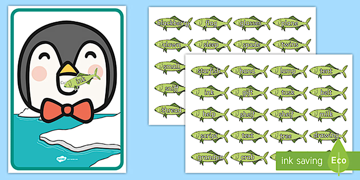 Editable Feed the Penguin Phase 4 Activity - Twinkl