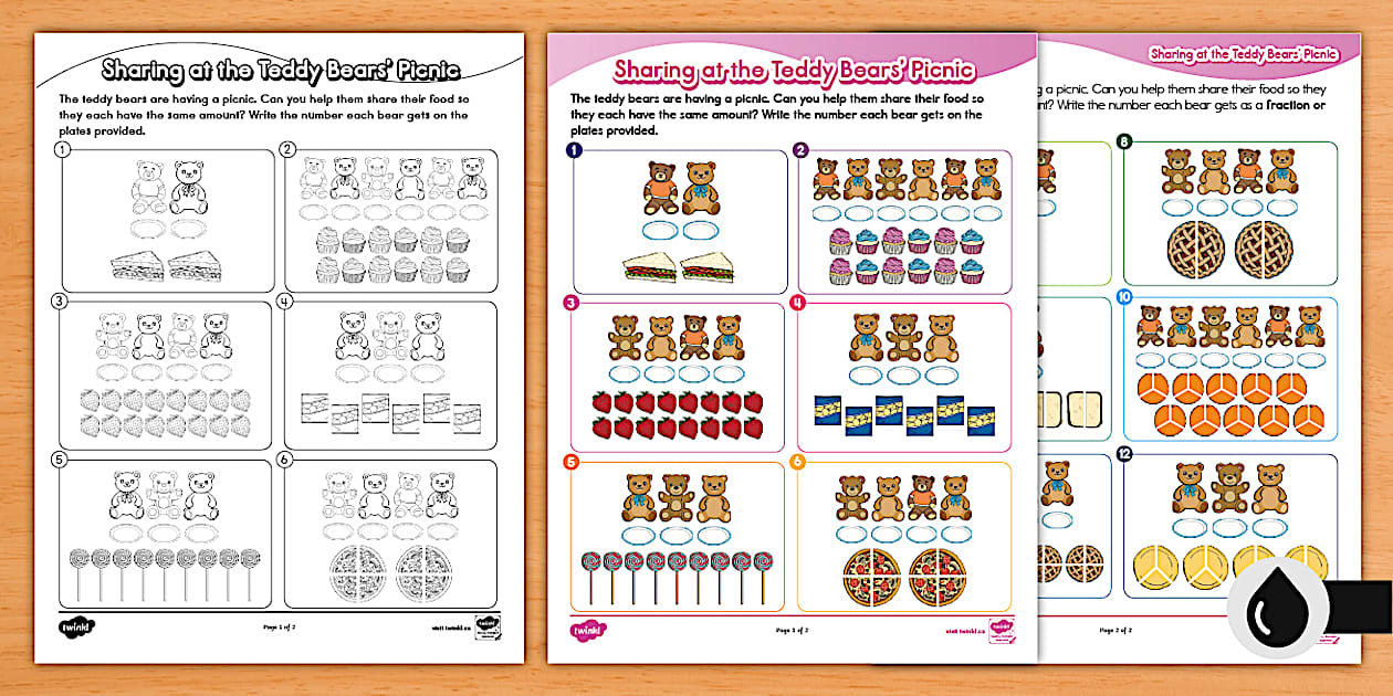 Grade 3 Teddy Bears' Picnic Fair Share Activity - Twinkl