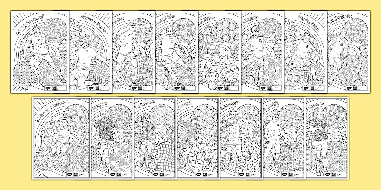 International Footballer Mindfulness Colouring - PE