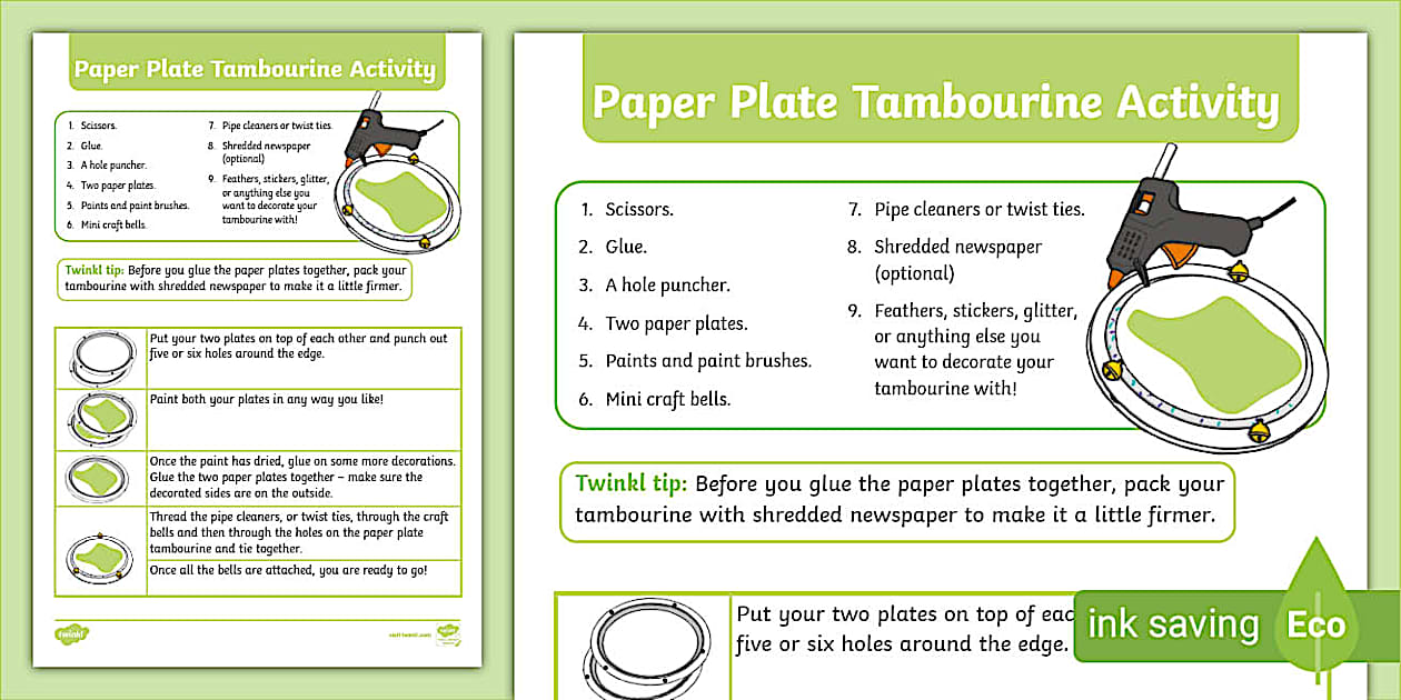 Paper Plate Tambourine Craft Activity (teacher made)