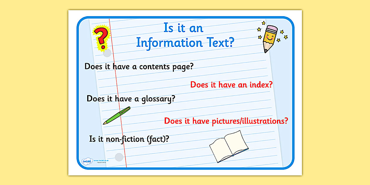 Cursive Text Types 'Is It An Information Text?' Display Poster