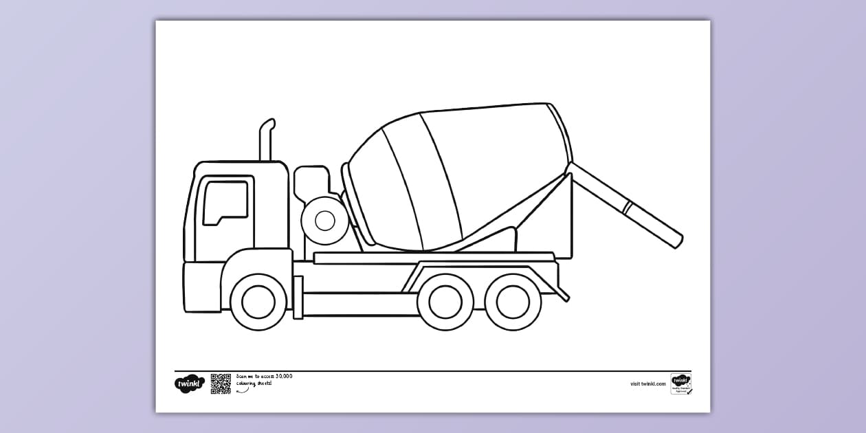 Cement Mixer Truck Colouring Sheet - Twinkl