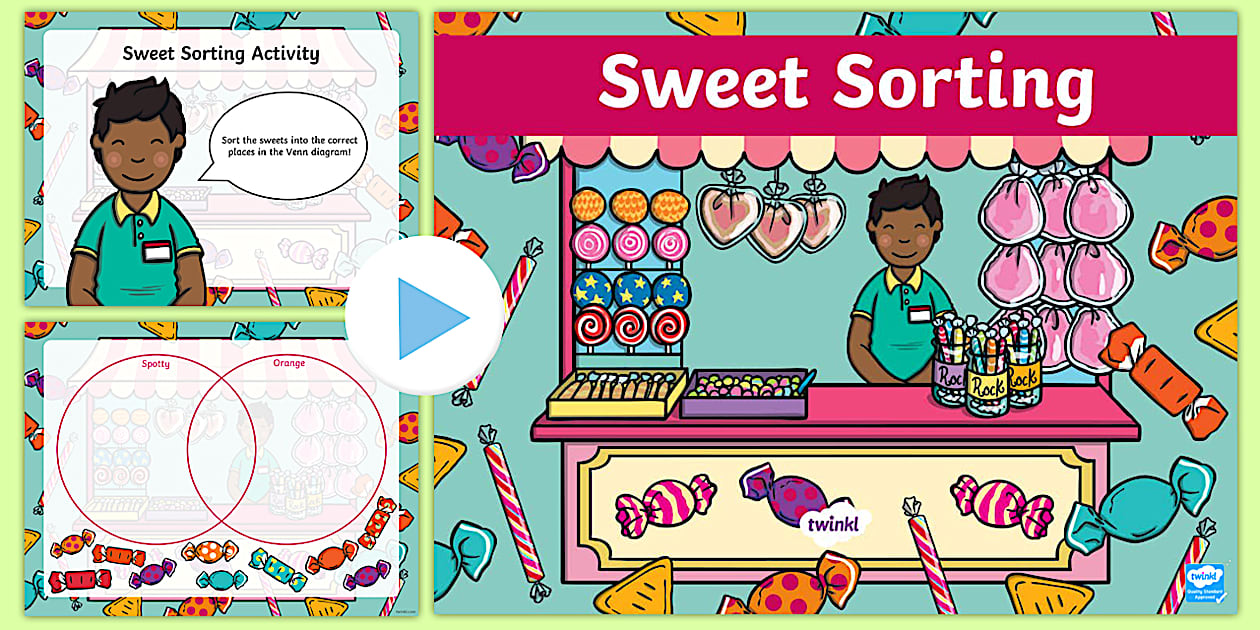 Venn Diagram Sweets Sorting PowerPoint - Venn Diagram Sweets Sorting Activity