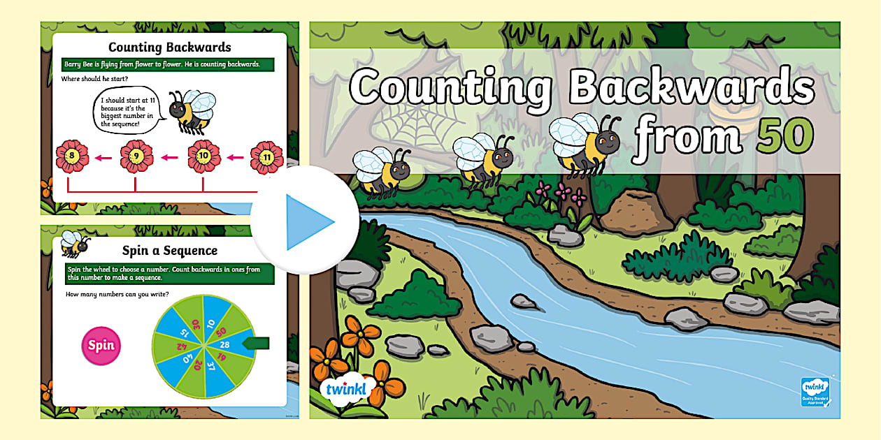 👉 Counting Backwards from 50 PowerPoint - KS1 - Twinkl