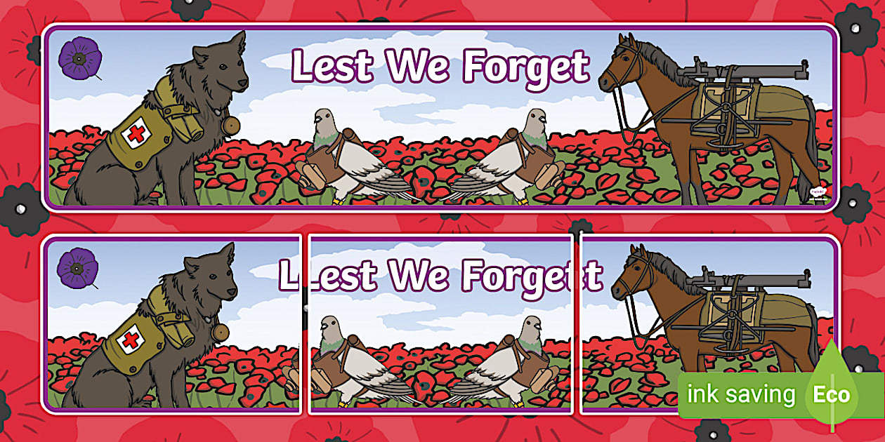 Remembrance Day: Lest We Forget - Animals Display Banner