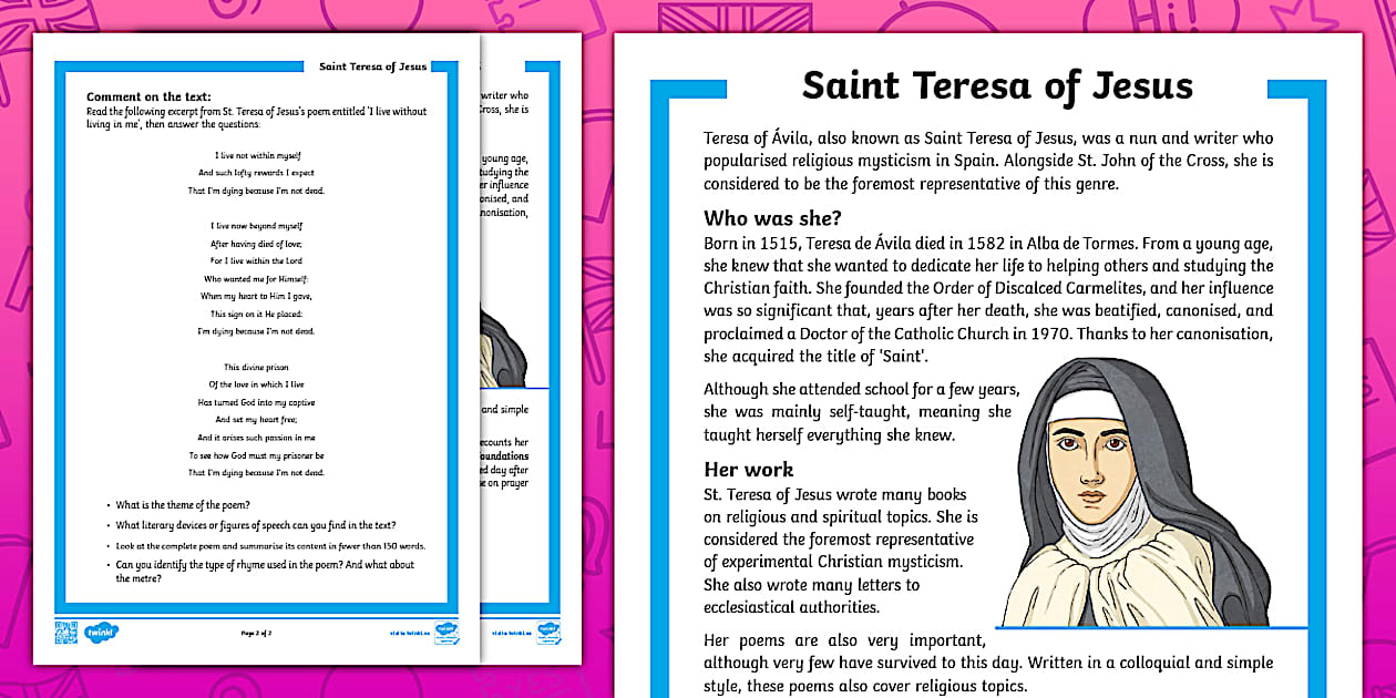 Fact File and Text Analysis: Saint Teresa of Jesus - Twinkl
