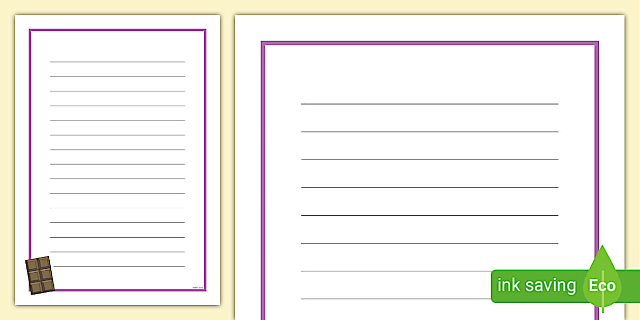 Chocolate Border Lined Paper, Chocolate Border - Twinkl