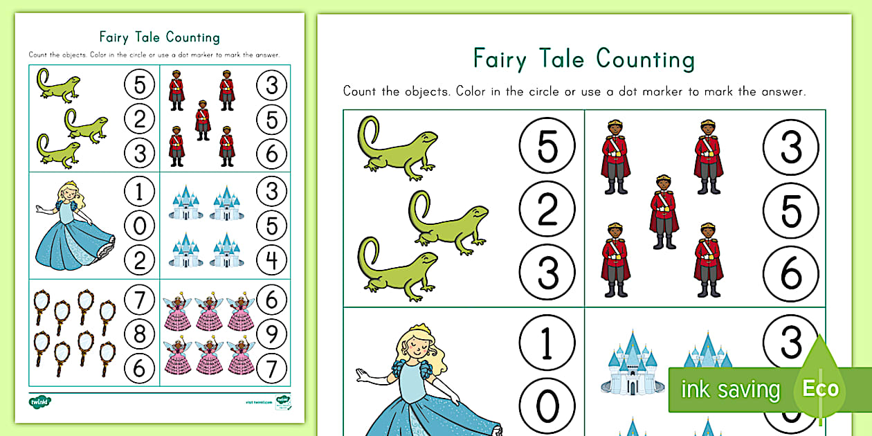 Fairy Tale Counting Worksheet (Hecho por educadores)