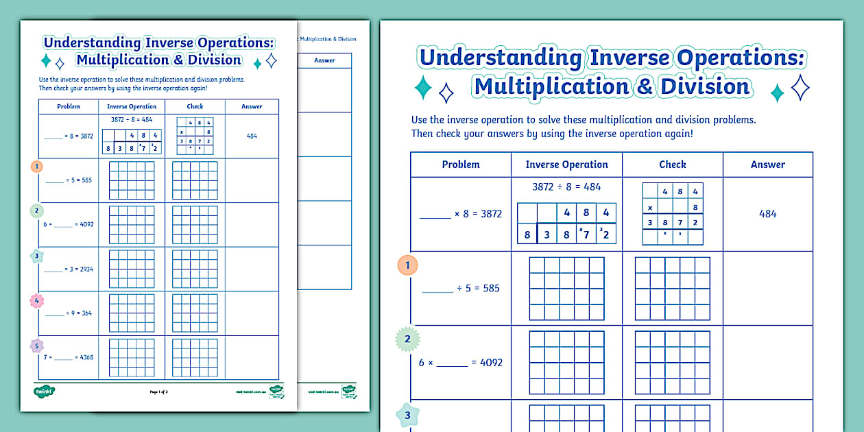 Inverse Operations: Multiplication & Division Activity