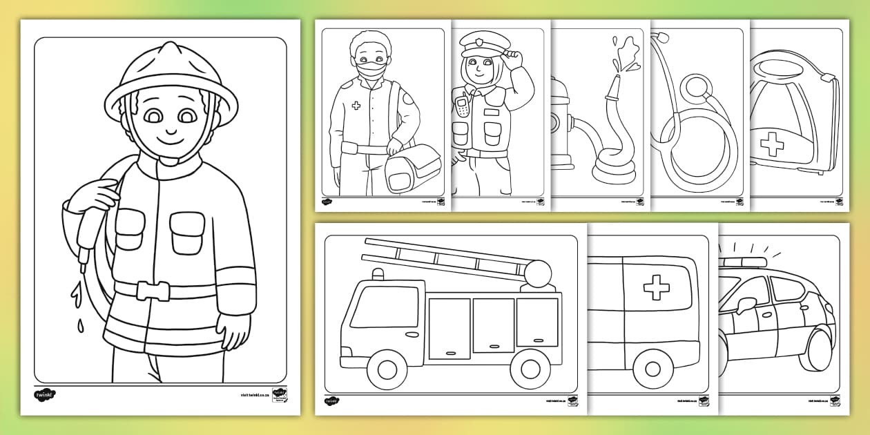 My First Emergency Services Colouring Pack, - Twinkl