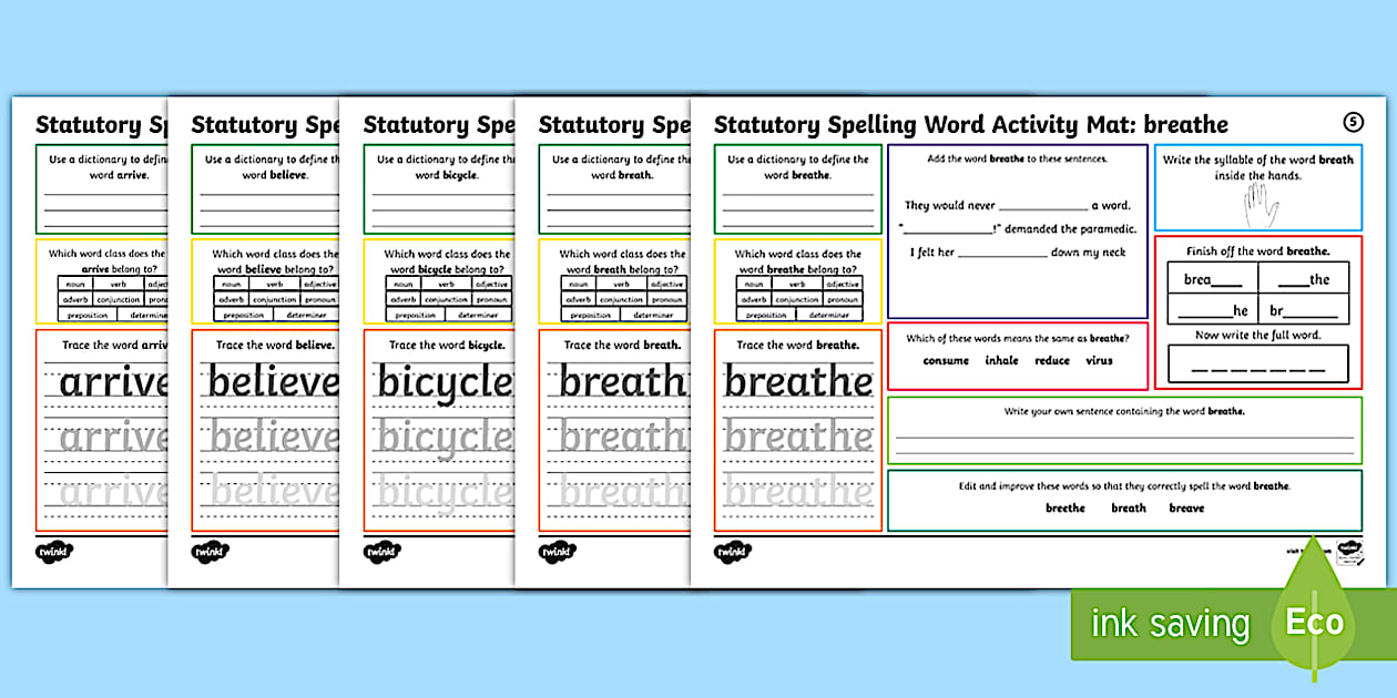 Editable Year 3 and 4 Statutory Spelling Words Activity Mat Pack 2