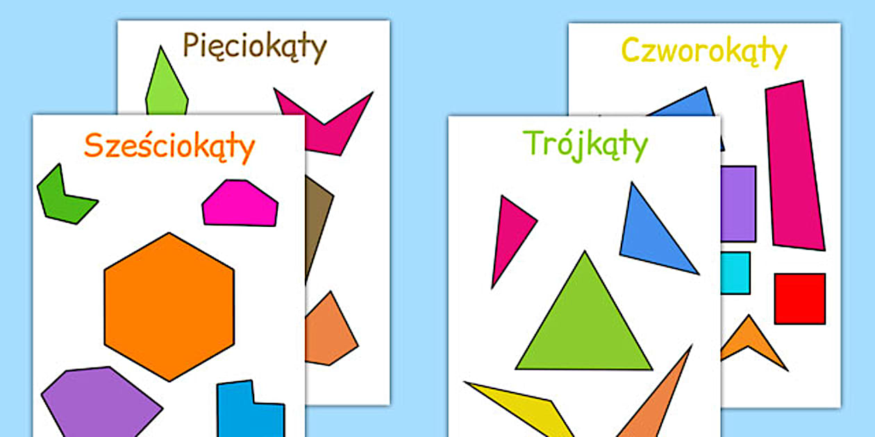 Materiały na gazetkę Figury geometryczne płaskie po polsku