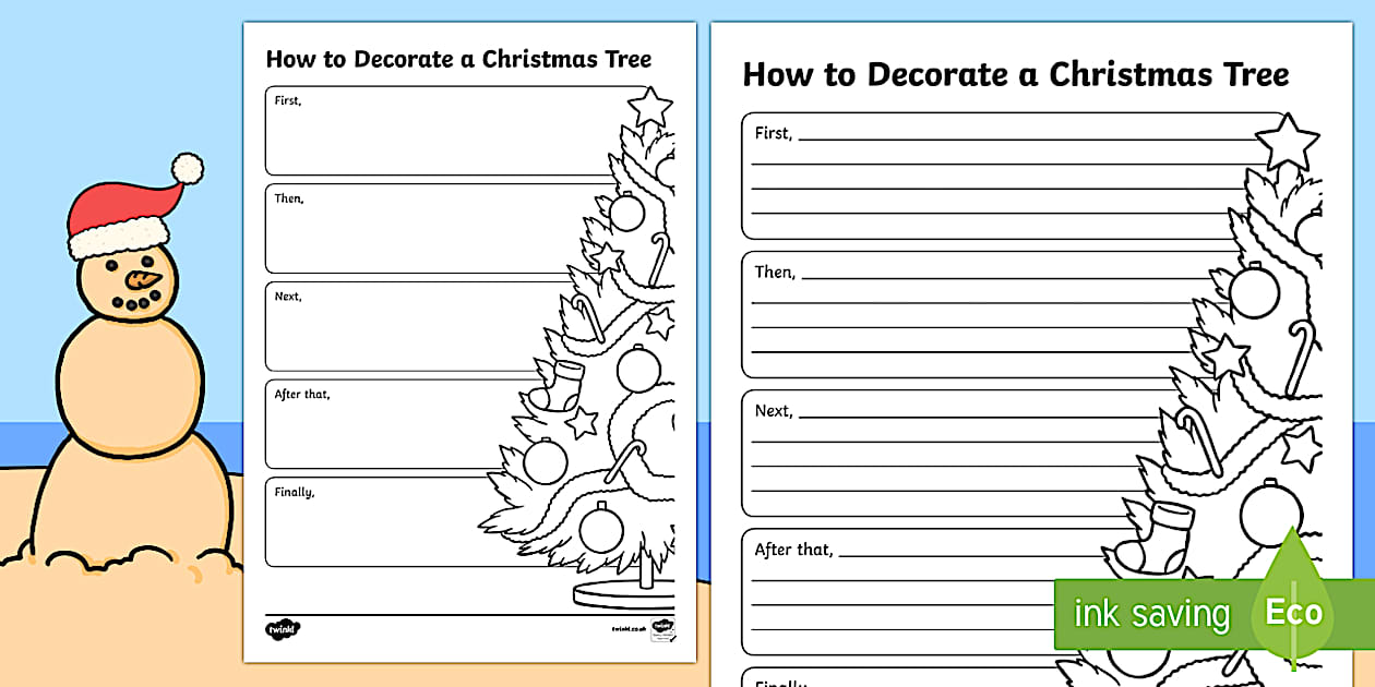 How To Decorate A Christmas Tree Template For Writing