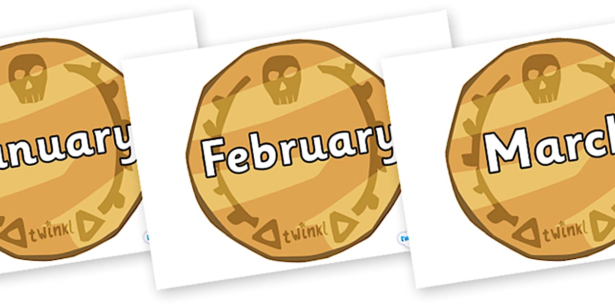 Cursive Months of the Year on Pirate Coins (teacher made)