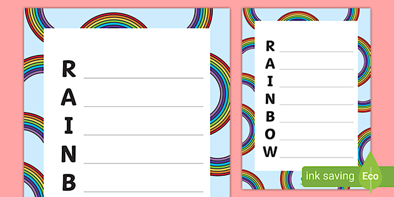 Editable Rainbow Acrostic Poem Template (teacher made)