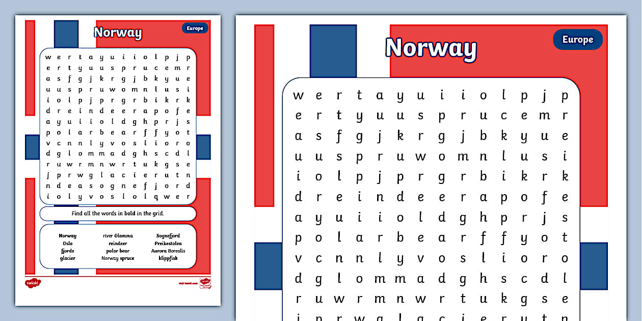 KS1 Norway Word Search (teacher made) - Twinkl