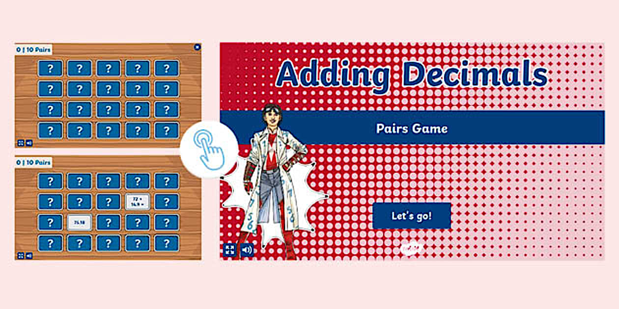 👉 Adding Decimals Arithmetic Matching Game - KS2 Revision Game