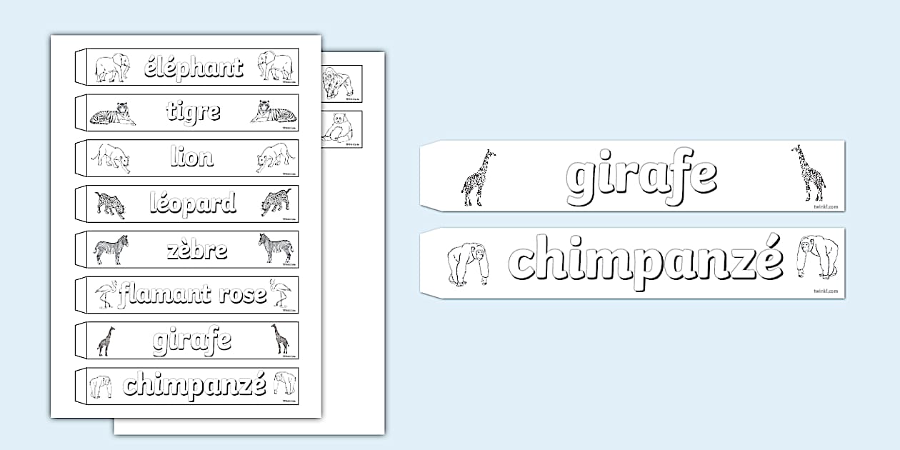 Guirlandes en papier à colorier : Les animaux du zoo