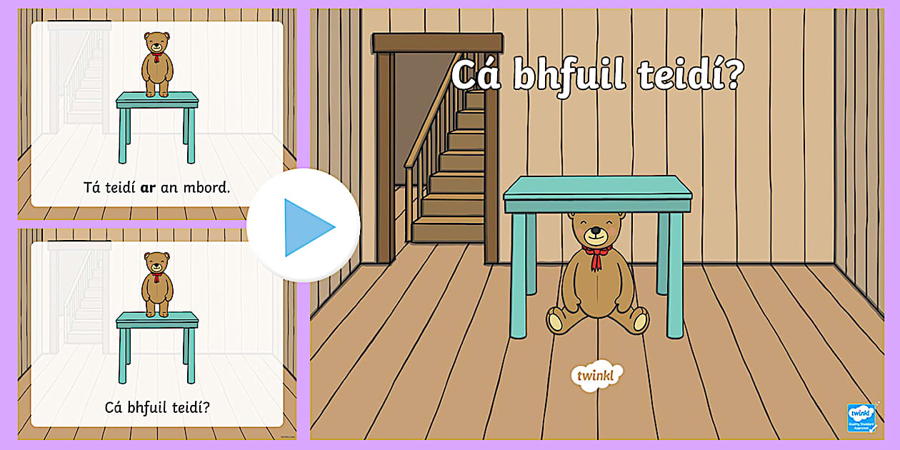 Cá bhfuil teidí? Prepositions PowerPoint