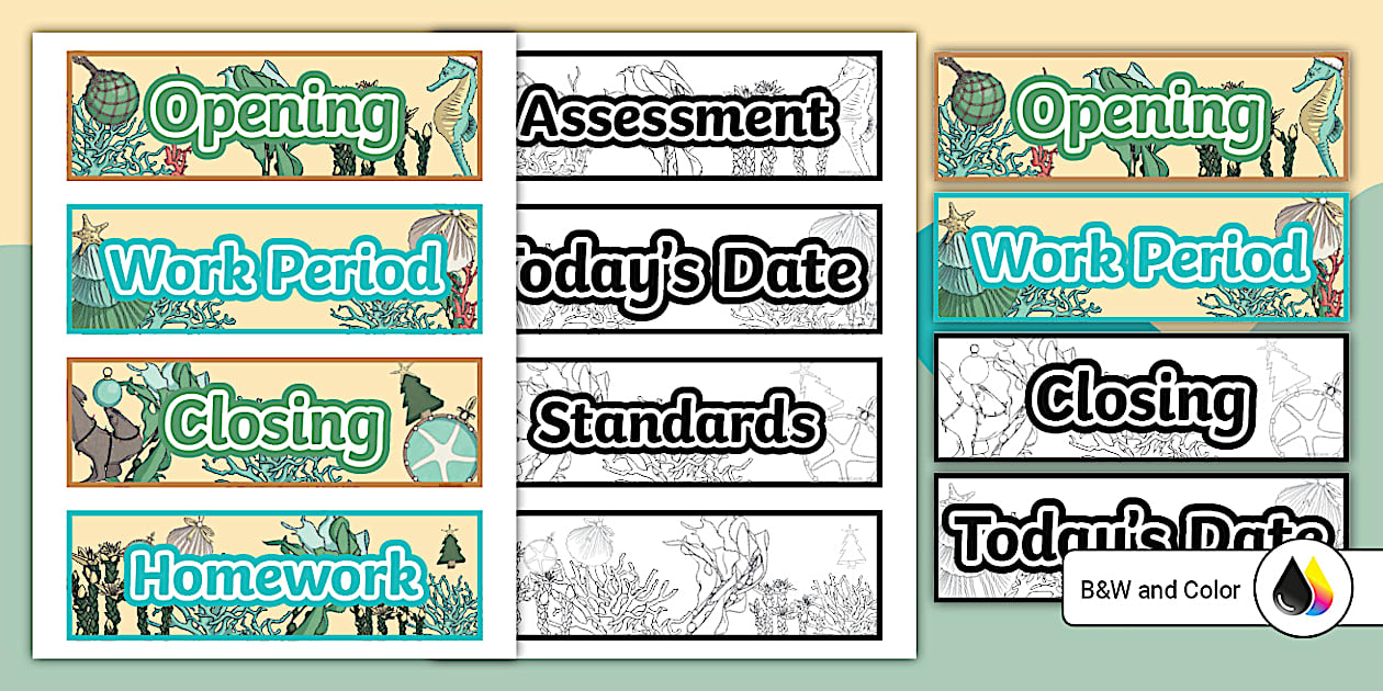 Coastal Christmas Classroom Signs