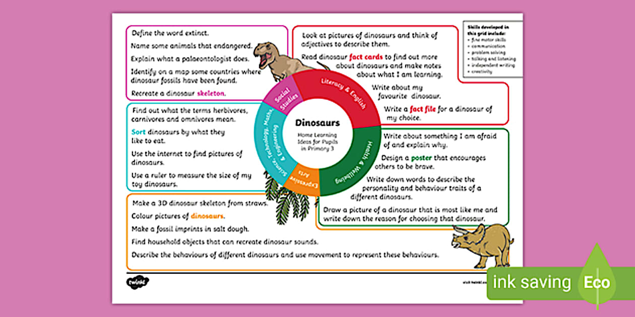 Dinosaurs P3 Mini Home Learning Topic (teacher made)