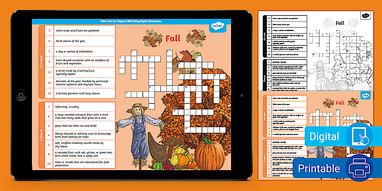 Fall Crossword | Resource for Middle School | Twinkl USA