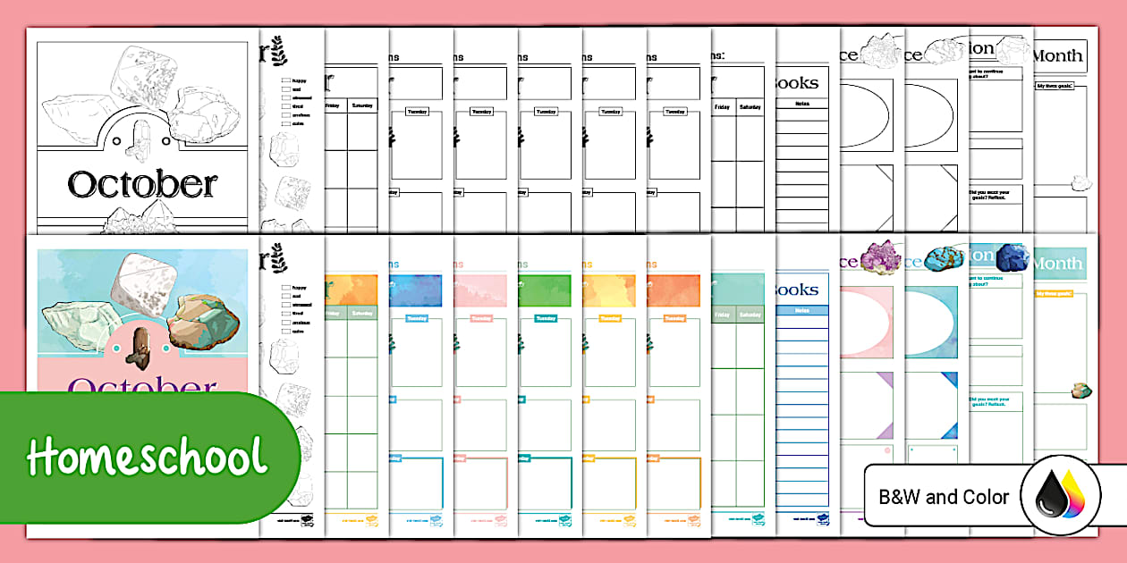 October Homeschool Planner Pages
