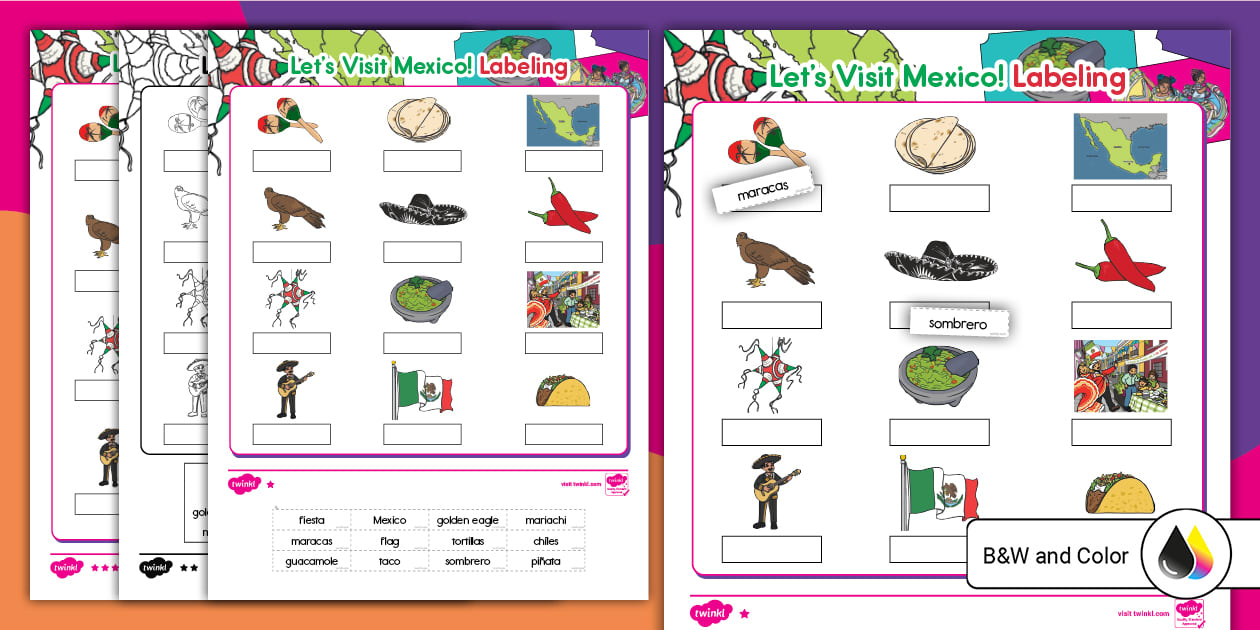 Let's Visit Mexico! Differentiated Labeling Worksheet