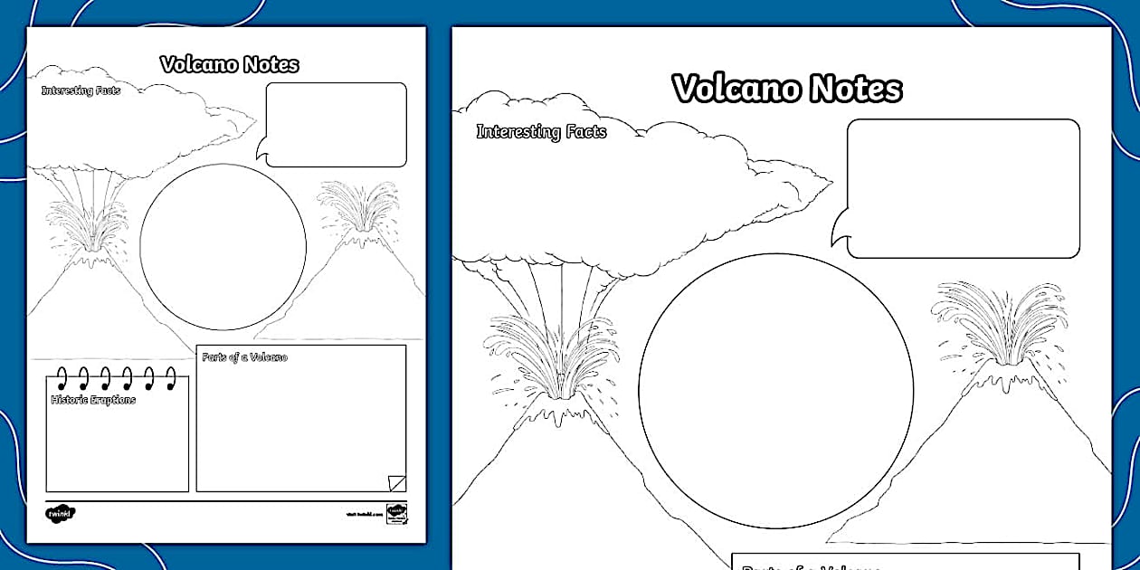 Volcano Notes Doodle Organizer for 6th-8th Grade - Twinkl