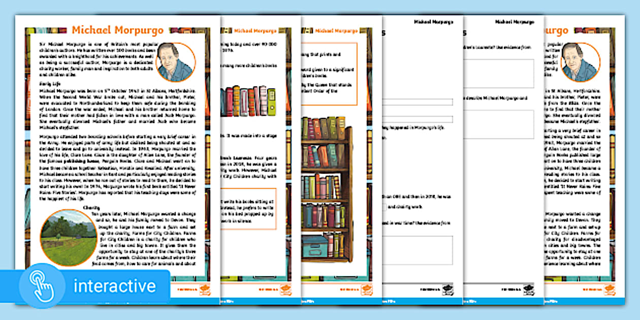 Interactive PDF: UKS2 Michael Morpurgo Reading Comprehension Activity