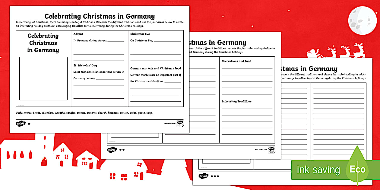 Editable KS2 Celebrating Christmas in Germany Worksheets