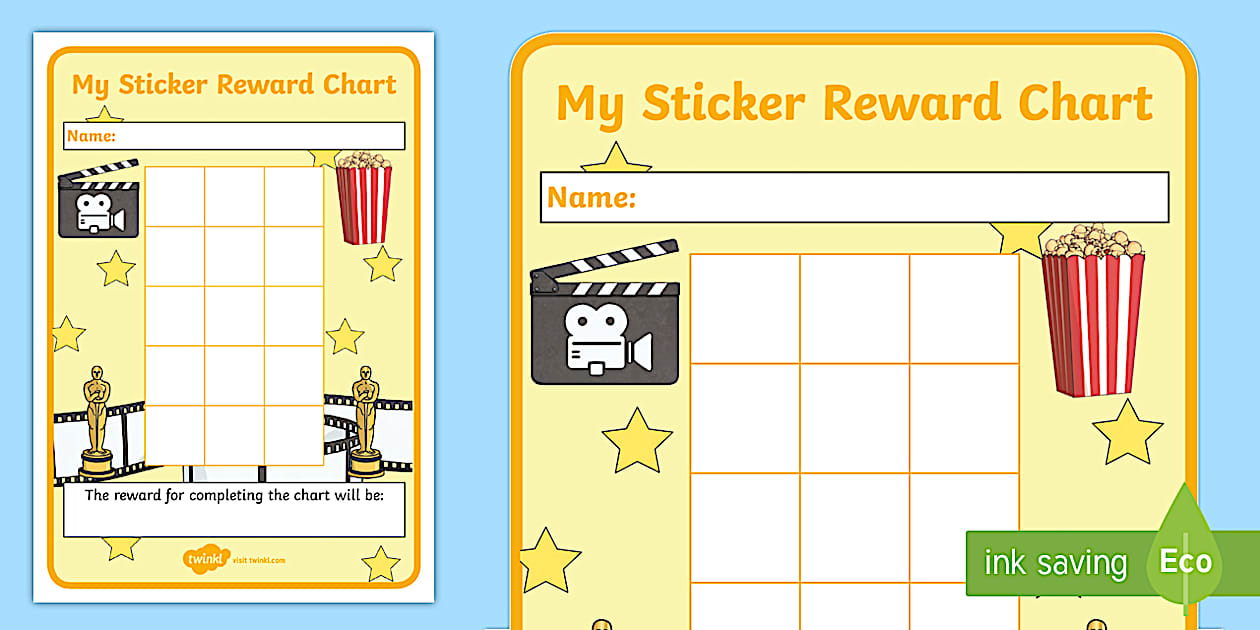 Hollywood Themed Behaviour Sticker Reward Chart - Twinkl