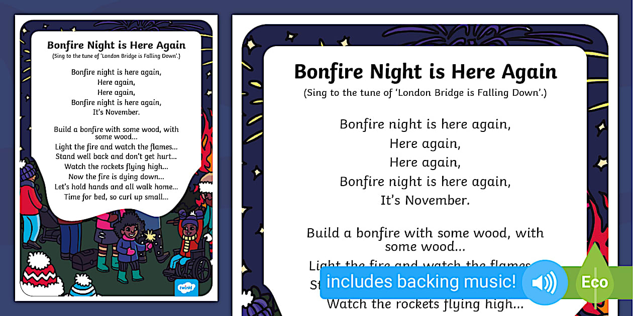 Bonfire Night Is Here Again Rhyme (Teacher-Made) - Twinkl