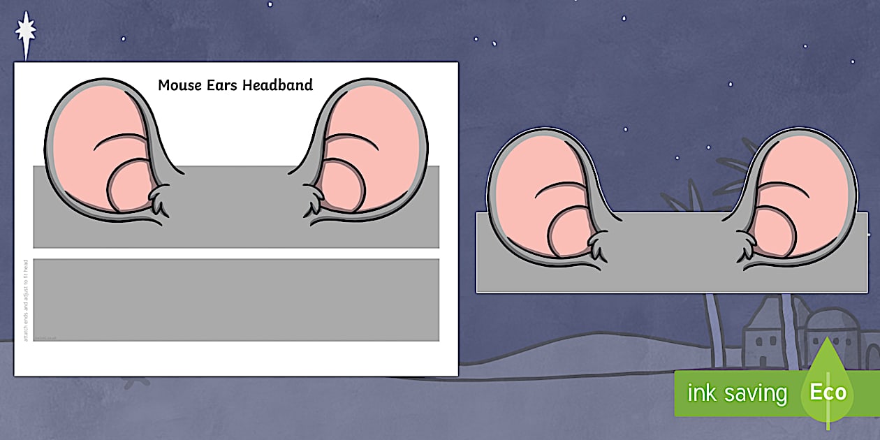 Black and White Mouse Ears Headband (teacher made) - Twinkl