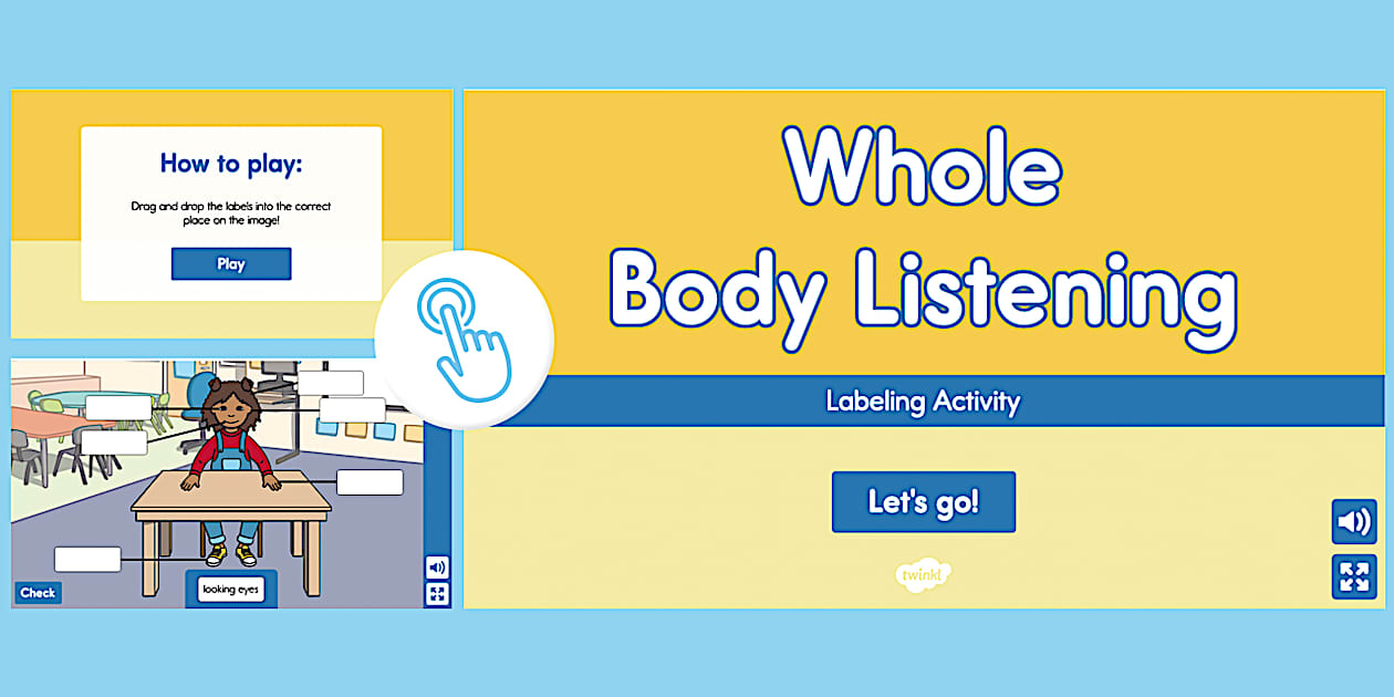 Whole Body Listening Interactive Labeling Activity - Twinkl