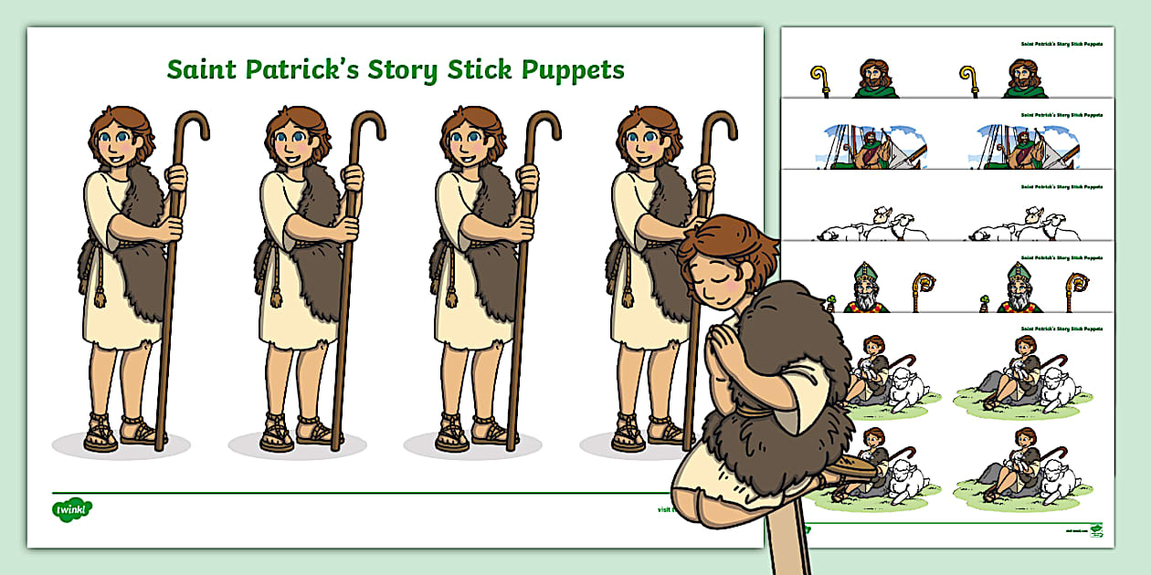 Saint Patrick's Story Stick Puppets (teacher made) - Twinkl
