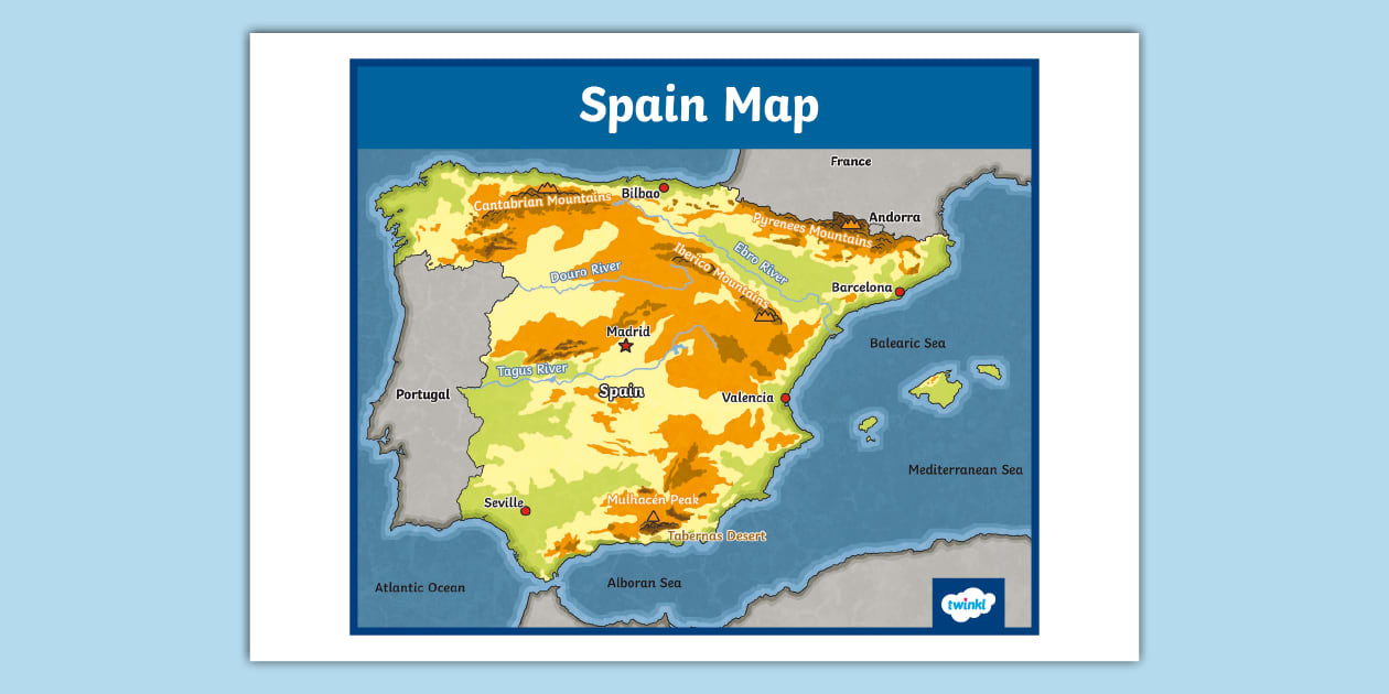 Map of Spain KS2 - Geography (teacher made) - Twinkl