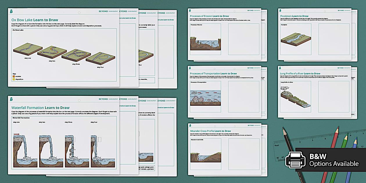KS3 and KS4 - Learn to Draw River Landforms Pack | Beyond