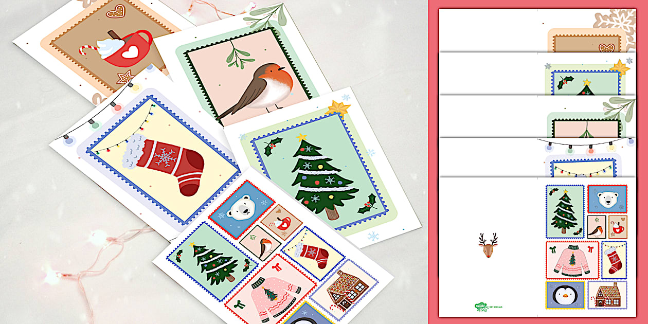 Christmas Stamps Cards Pack | Twinkl Party