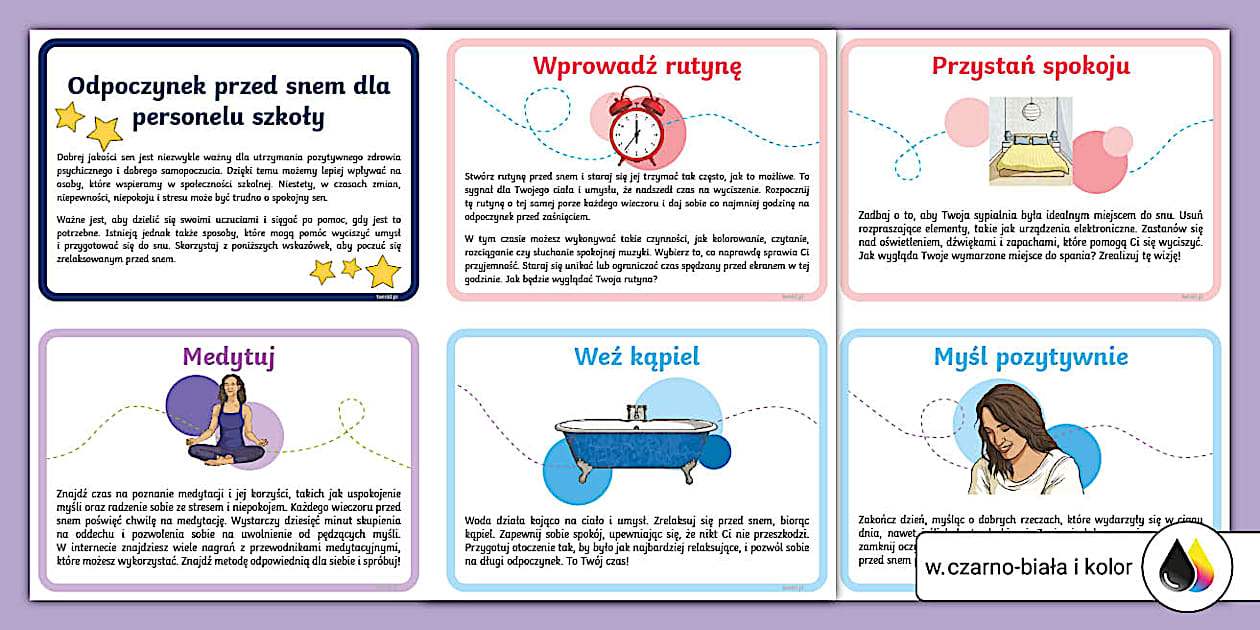 Dobre samopoczucie: Na dobry sen | Karty faktów - Twinkl