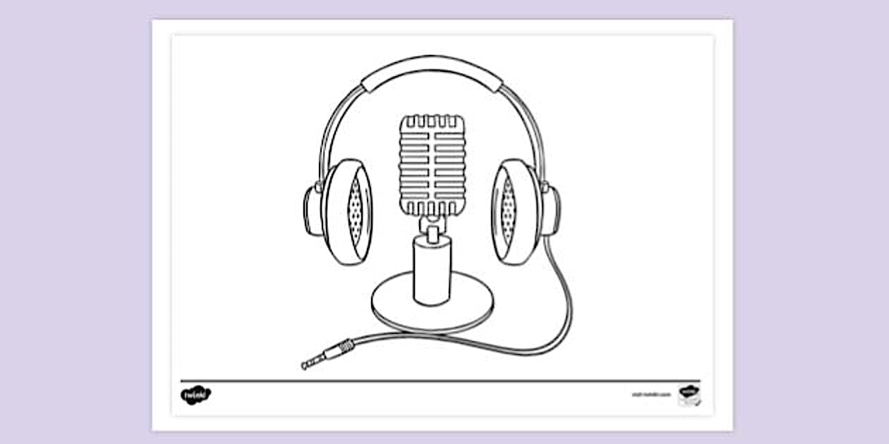 Headphones and Microphone Colouring Sheet | Colouring Sheets