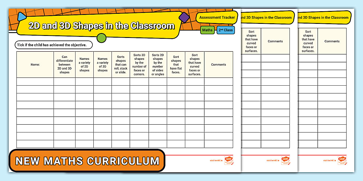 2D and 3D Shapes in the Classroom Assessment Tracker
