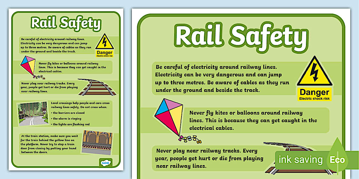 Rail Safety Poster - Twinkl - KS1 - PSHE and Wellbeing