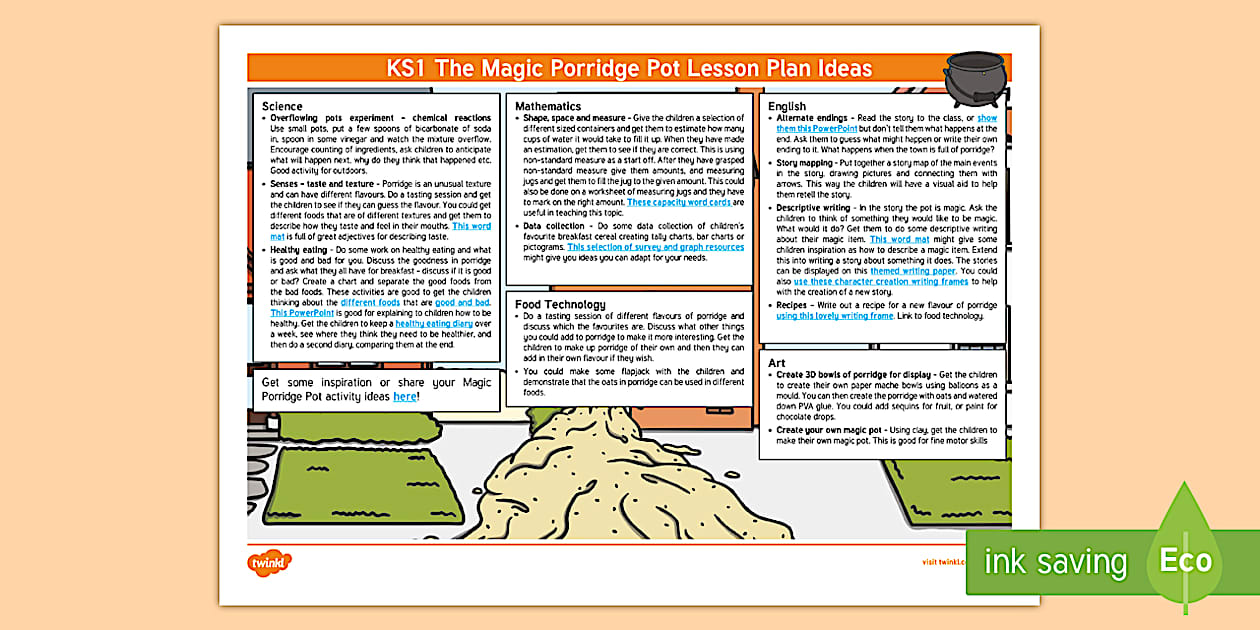 The Magic Porridge Pot Lesson Plan Ideas KS1 - Twinkl