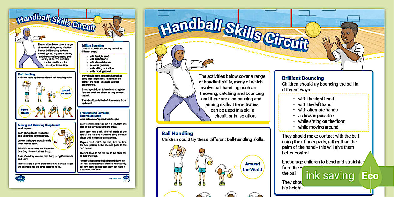 Drills for Handball - KS2 Handball Skills Circuit - Twinkl