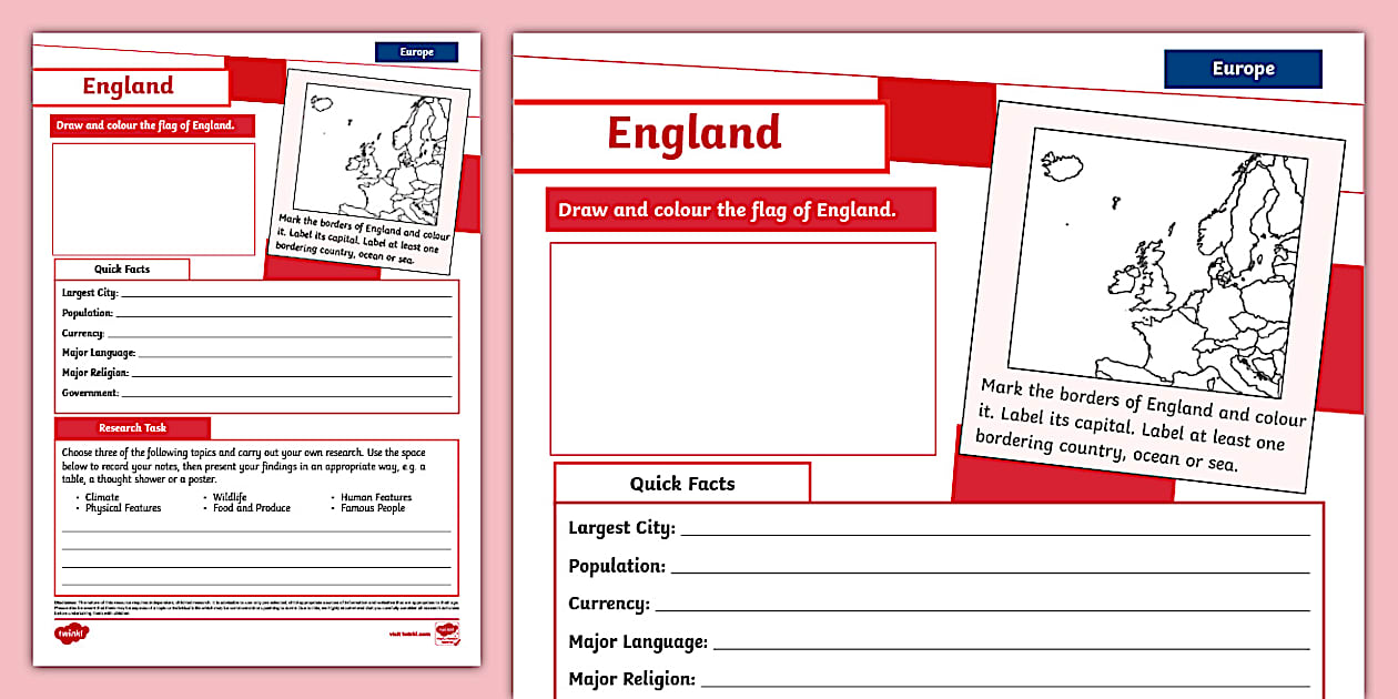 KS2 England Research Activity - KS2 (teacher made) - Twinkl